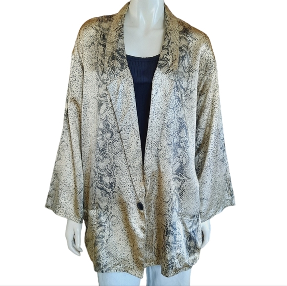 Vintage | Jackets & Coats | Vintage 8s Satin Snakeskin Blazer Size 2x ...